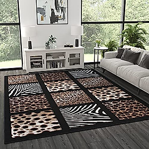 Modern Area Rug Animal Prints 8 Feet X 10 Feet 6 Inch Design S 251 Black