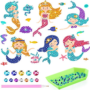 Zonon Mermaid Diamond Painting Kits Arts and Crafts for Kids 5D Diamond Painting Stickers for Kids Boys Girls Toddler Ages 4-6 6-8 8-12