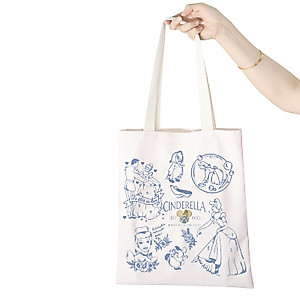 WCGXKO Fairytale Movie Inspired Gift For Daughter Movie Fans Gift Princess Canvas Tote Bag Reusable Bag Shopping Bag (CIND EST tote)