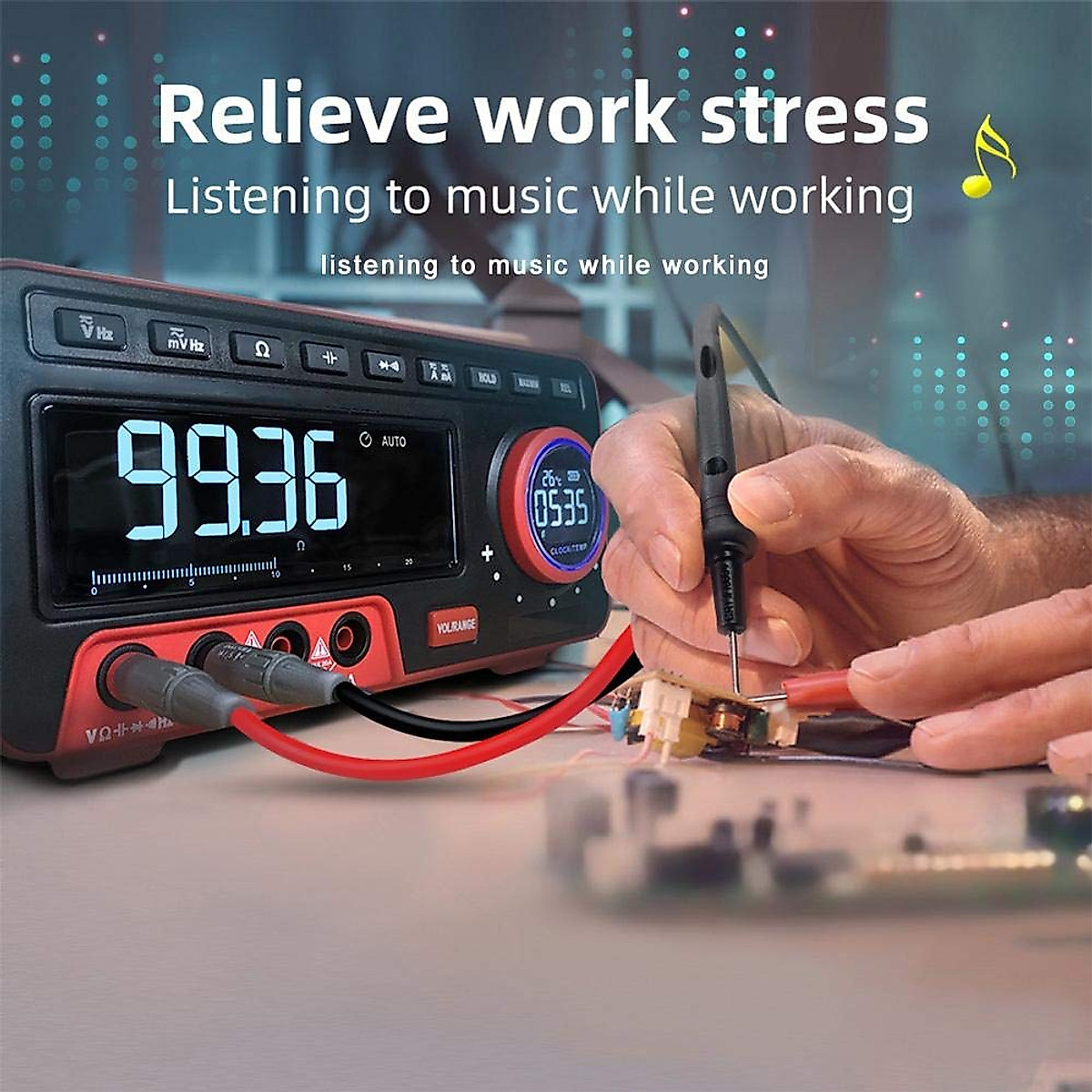 Benchtop Digital Multimeter ZT5566 Multifunctional Electrical Tester 19999 Count Multimeter Auto Range Voltage Meter with Music