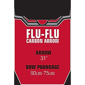 Carbon Express 50501 Flu Flu Fletched Carbon Arrows with Six 4" Full Feathers, Size 6075 (31-Inch Length), Single Pack