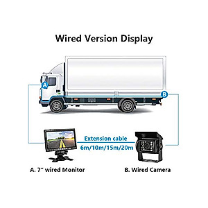 Backup Camera Kit 7 inch 4-Spilt Monitor Rear View Cameras with IP 67 Waterproof 18 IR Night Vision Car Camera for Tucks, RVs,Trailers,Bus,Vans + 4pcs 10m/393.7inch Cables