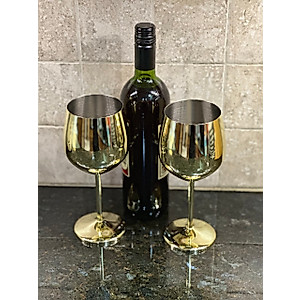 K&K Home Stainless Steel Unbreakable Gold Wine Glasses - oz - Set of 2 Colored, Elegant Metal Wine Goblets - Perfect for Outdoors, Weddings, and Parties - Unique Wine Gifts