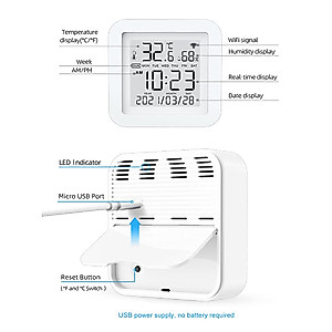 Wi-Fi Temperature Hygrometer Sensor, Thermometer Humidity Hubs & Controller, If Link with a TUYA Plug or IR Remote, Smart Control Heating Fan Cooling Humidifier & dehumidifier Compatible with Alexa