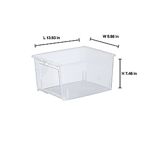 Rubbermaid X-Small All-Access Tote with Lids, Pack of 6, Stackable Storage Bins with Clear Drop-Down Door and Carry Handles, Closet Organization Containers, Clear