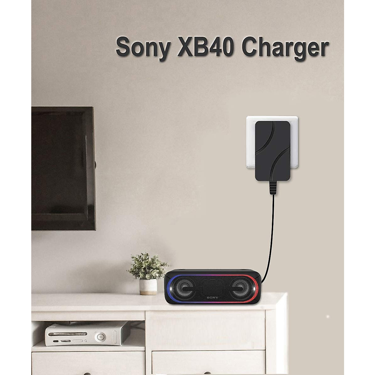 VHBW for Sony SRS XB40 Speaker Charger 9.5V AC Adapter for Sony SRS-XB40 BLK Blue RED Portable Bluetooth Wieless Speaker, Sony CMT-V10IPN AC-NSA18-95 DVP-FX930 DVD Player Power Supply Cord