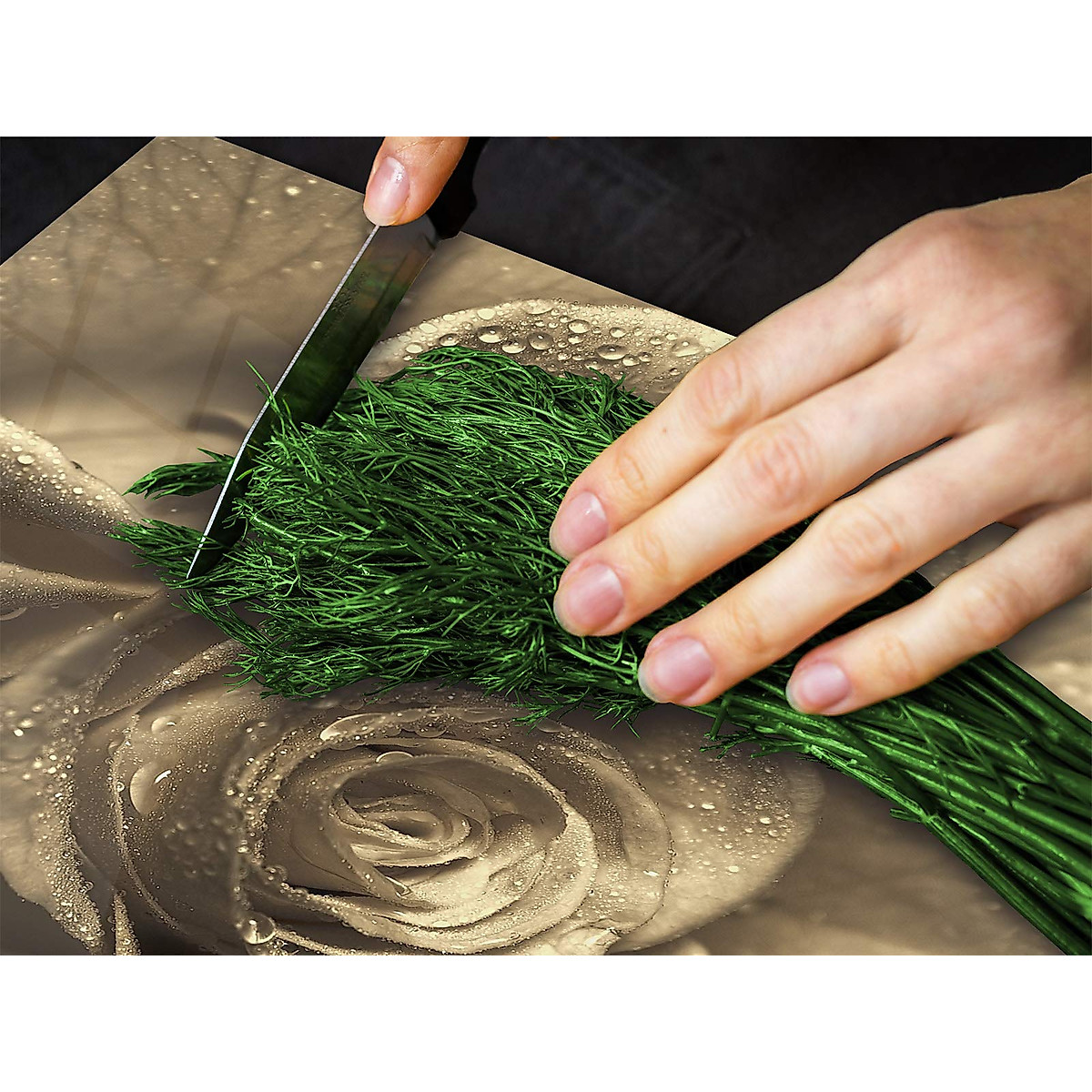 Tempered GLASS Chopping Board - Induction Cooktop Cover - Glass Cutting Board; MEASURES: SINGLE: 60 x 52 cm (23,62” x 20,47”); DOUBLE: 30 x 52 cm (11,81” x 20,47”); D06 Flowers Series