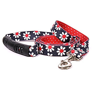 Yellow Dog Design Black Daisy Uptown Dog Leash 3/4" Wide and 5' (60") Long, Small/Medium