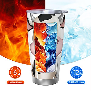 GDSHJKLW Cartoon Milk Cow Tumbler With Lid And Straw 20oz Stainless Steel Leakproof Travel Coffee Mug Double Wall Insulated Cup Gifts For Women Home Office