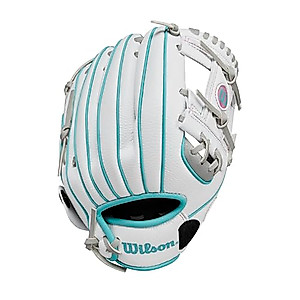 Wilson 2024 A200™ EZ Catch™ 10” T-Ball Glove - Left Hand Throw, Silver/White/Teal
