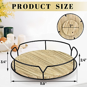 Farmhouse Lazy Susan Turntable for Cabinet,Round Serving Tray,Farmhouse Rotating Display Stand Tray for Coffee Table, for Kitchen Decor, Coffee Table Tray, Lazy Susan Cabinet Organizer