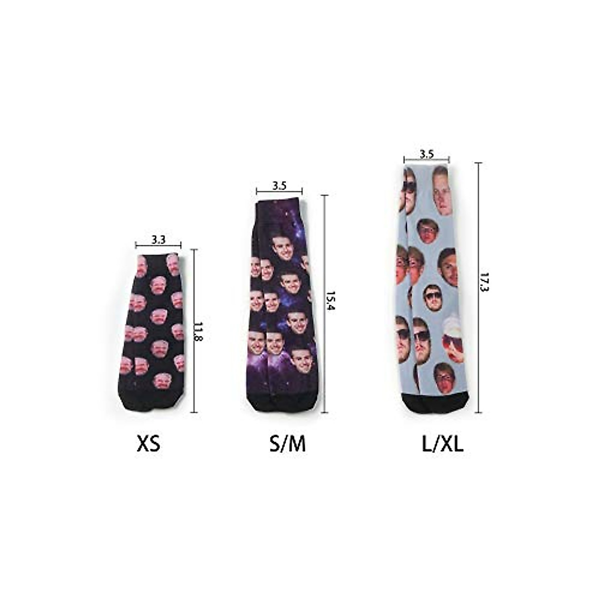 ShineSand Custom Face Socks with Picture, Personalized Socks with Photo Customized Unisex Funny Crew Sock Gifts for Men Women