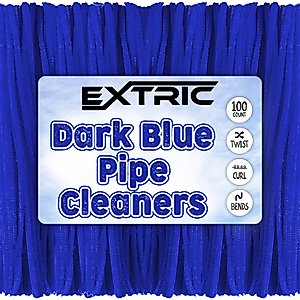 Pipe Cleaners- 100 Pc. Pipe Cleaner Blue Colored Chenille Stems, Pipe Cleaners Craft, Fuzzy Sticks Great Craft Supplies DIY Art & Craft Projects| 6mm x12 inch
