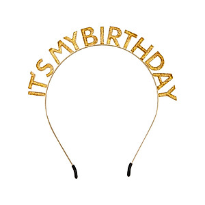 ACO-UINT Gold Birthday Headband Crown, Cute Sash & Tiara Set for Girls, Sweet Birthday Decorations & Gifts