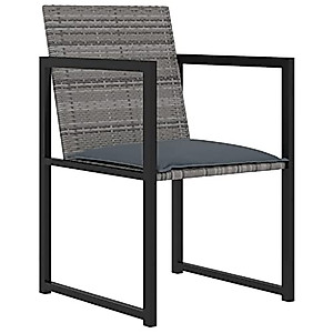 vidaXL Patio Dining Set with Cushions 9 Pieces Garden Courtyard Poolside Furniture Dinner Tables and Chairs with Pads Poly Rattan Black