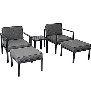 Outdoor Alloy Conversation Set Sofa W/Coffee Tablestools Grey Modern Contemporary Vintage Steel Finish Coffee Table Cushion Included