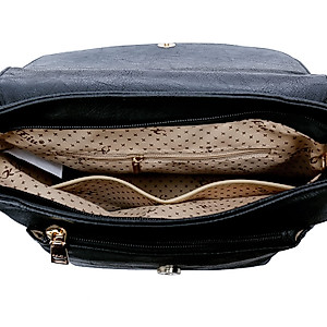 KKXIU Vintage Leather Flap Crossbody Bags for Women and Teen Girls Shoulder Purses (Khaki)