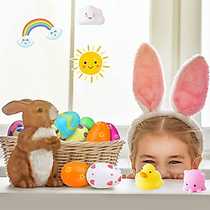 24 Packs Plastic Easter Eggs with Toys Inside Squishy Toys Easter Egg Fillers Easter Basket Stuffers Mochi Squishy Toys Prefilled Easter Eggs Surprise Toys Eastre Egg Hunt Party Favors Gifts for Kids