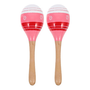 ERINGOGO Maracas 2 PCS Maracas Hand Painted, 8 Wooden Sand Hammer Rumba Shakers for Kids, Latin Hand Percussion Instrument, Noisemaker Party Favors Supplies