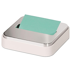 Post-it Dispenser Sticky Dispenser, 3x3 in, White & Silver, Easy One Handed Dispensing (STL-330-W)