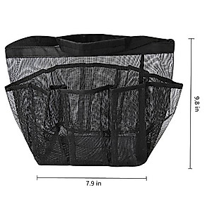 iPEGTOP Portable Mesh Shower Caddy, Quick Dry Shower Tote Hanging Bath & Toiletry Organizer Bag with 9 Storage Pockets, Double Handles for College Dorm, Travel, Gym & Camping, Black