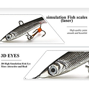 LOVEPET Bionic Bait, Ice Bait,Lures Bait,Fake Bait, Ice Hook, Fishing Tackle, 76mm/22g,4 Pcs