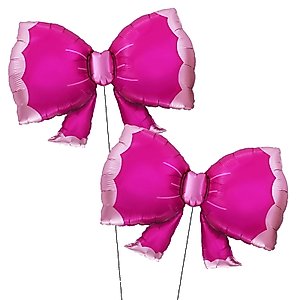 GOTPASS 2 Pieces Bow Balloon Bowtie Pink Balloon Jumbo Bow Balloon for Baby Shower Gender Reveal Birthday Party Decoration