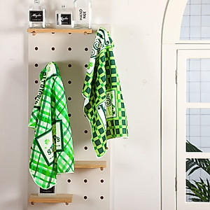 Tudomro 6 Pieces St Patrick's Day Dish Towels 27.6 x 17.7 Inch Shamrock Clover Green Plaid Kitchen Hand Dish Towels Happy St. Patrick's Day Dish Towels Fabric Wash Cloth for Home Kitchen, 6 Styles