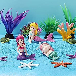 Aquarium Fish Tank Mermaid Ornament Miniature Mermaid Figurines with Simulated Seaweed for DIY Craft Aquarium Fish Tank Desk Accessories Decoration