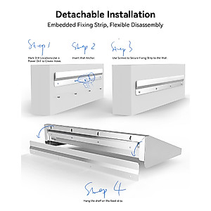ZeroPone Stainless Steel Wall Shelf 8.6 x 24 Inches 56 lbs Load Heavy, Heavy-Duty Wall-Mounted Floating Shelf with Backsplash, Equipped with Silicone Mat. for Restaurant, Home, Kitchen, Hotel