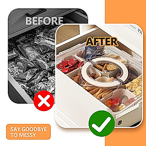 Farest Divided Veggie Tray with Lid and Handle,Portable 8 Compartment Serving Tray with Dividers,Snack Containers,Snack Box for Food,Veggie, Condiments,Candy,Nuts,Picnic,Parties,2 Pack