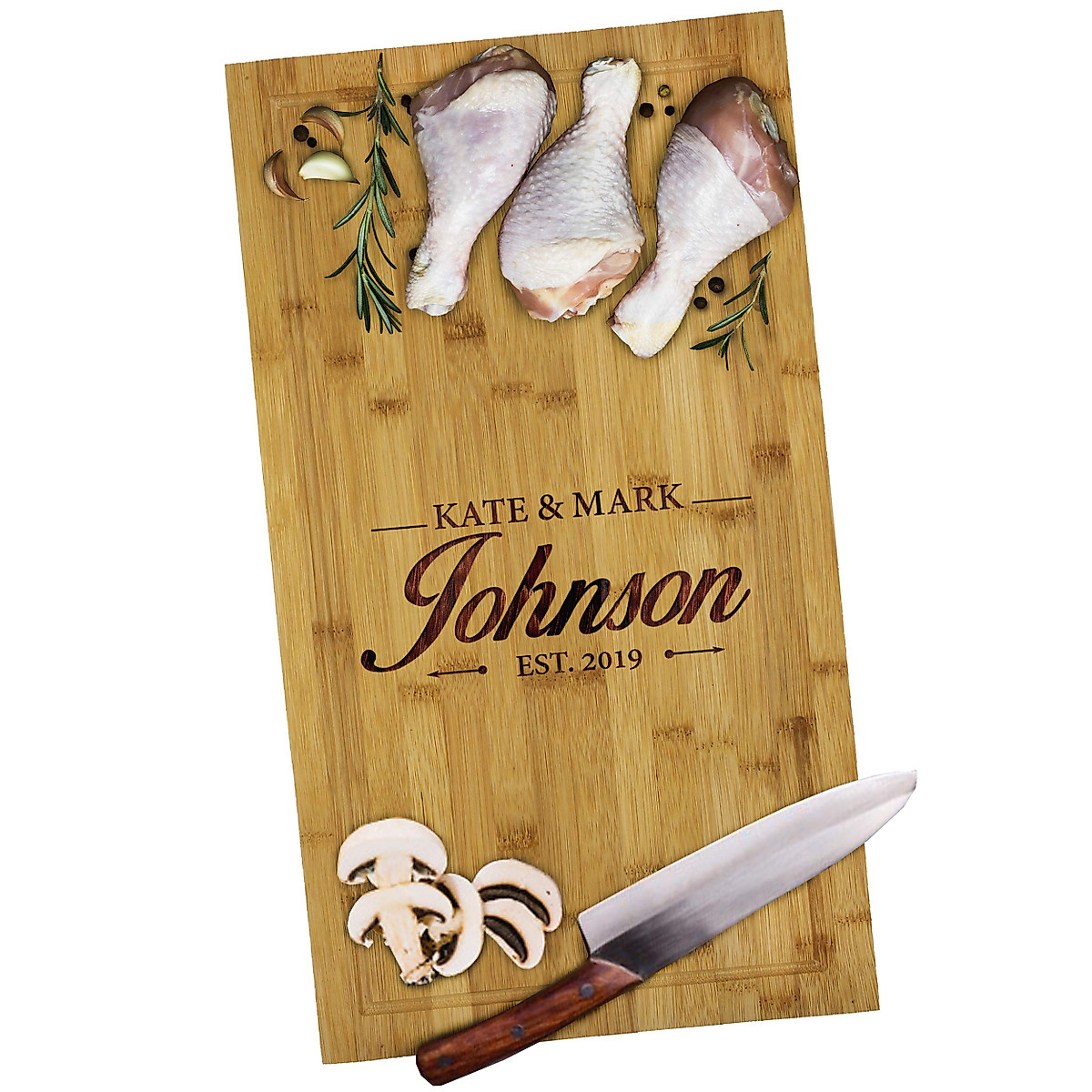 Custom Personalized Wedding Cutting Board for Over the Sink, Stove, Counter - Engraved Kitchen Prep Board Gift for Newlyweds, Anniversary, Couples