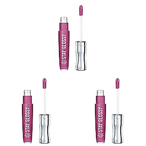 Rimmel Stay Glossy 6HR Lip Gloss, Grapevine Groove, 0.18 Fl Oz (Pack of 3)