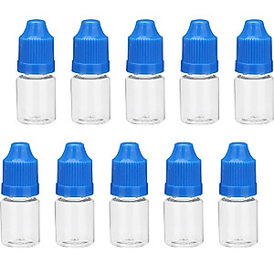 Newzoll 5 ml Empty Plastic Dropper Clear Bottles e-juice E-Liquid Childproof 10PCS Blue Cap