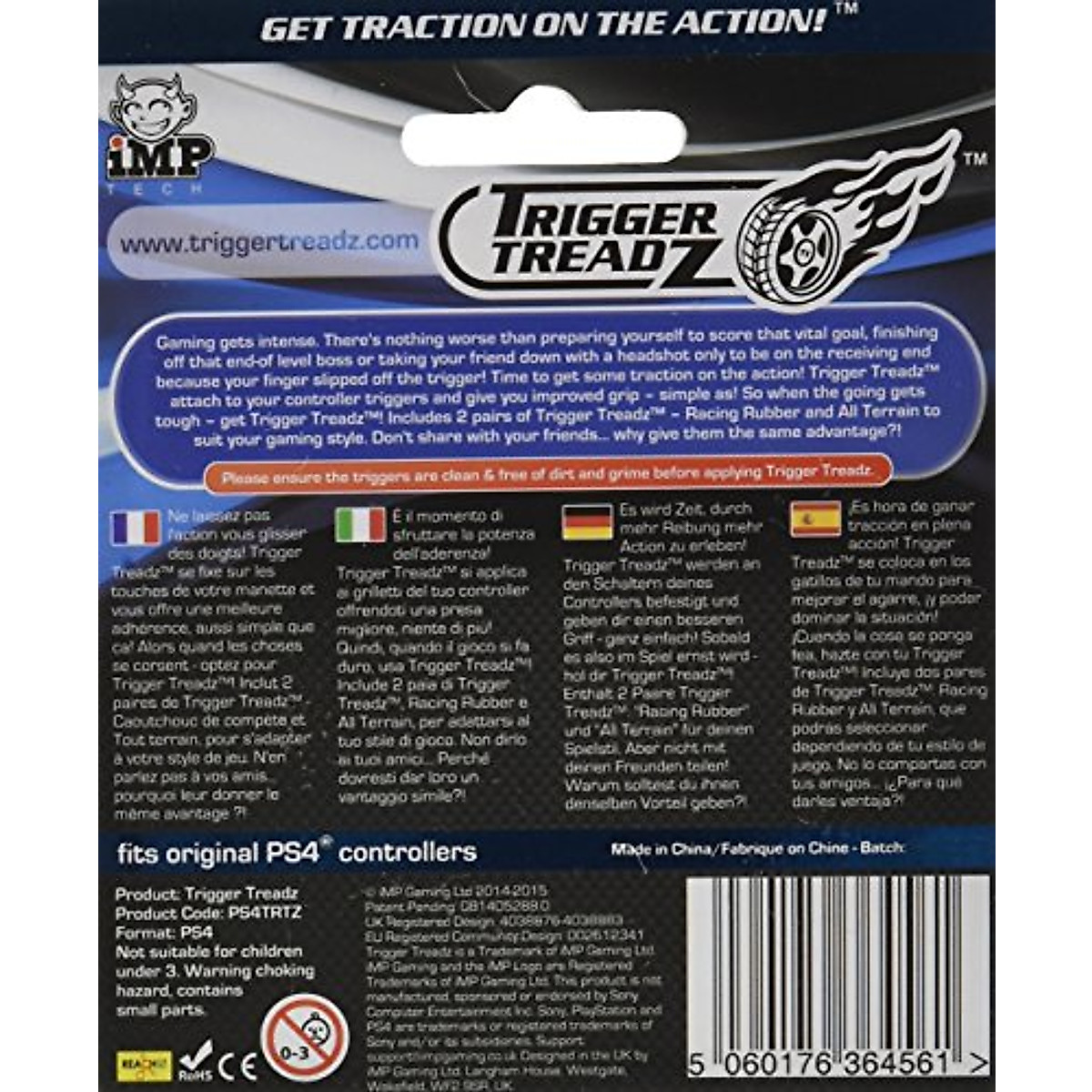 Snakebyte Trigger Treadz - Original 4-Pack for (PS4) - Anti Slip Trigger Rubbers - PlayStation 4