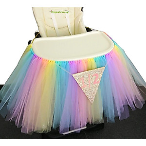 Originals Group Six Months Half Year Old 1st Birthday Rainbow Tutu Skirt for High Chair Decoration for Party Supplies