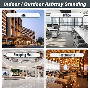 RDUIGT Commercial Butt Receptacle Outdoor Trash Can Black Standing Vertical Ash Bin for Porch Backyard Garage Hotel Driveway Bar