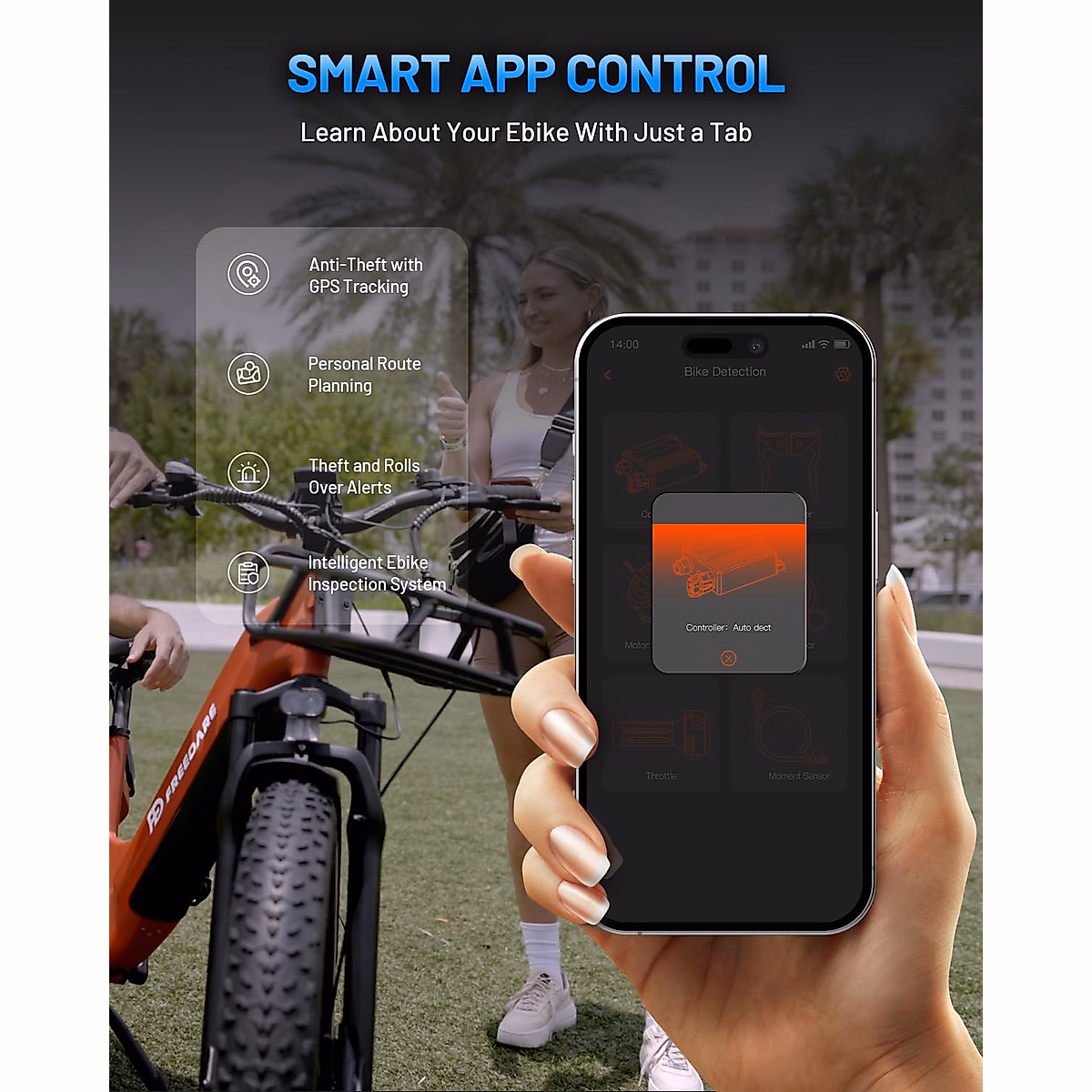 FD FREEDARE Eden Electric Bike Adults GPS Smart App Control 750W Motor 48V 20Ah Battery Fat Tire Ebike,Torque Sensor Electric Bicycle,90Miles Range,28MPH Max Speed UL Certificate