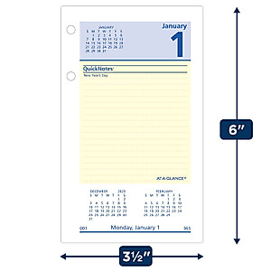 AT-A-GLANCE 2024 Daily Desk Calendar Refill, 3-1/2" x 6", Standard, Loose-Leaf, QuickNotes (E5175024)