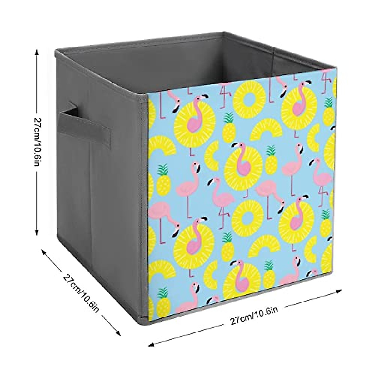 Flamingo and Pineapple Large Cubes Storage Bins Collapsible Canvas Storage Box Closet Organizers for Shelves
