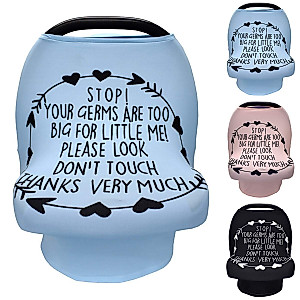 Baby Nursing Cover,Baby Car Seat Canopy,No Touch Sign Infant Stroller Cover Breastfeeding Cover (Blue)