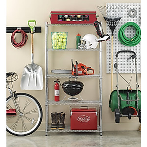 Whitmor Supreme 5 Tier Shelving with Adjustable Shelves and Leveling Feet - 350 lb. Capacity per Shelf - Chrome