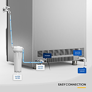 ROVSUN 440LBS/24H Commercial Ice Maker, Freestanding/Under Counter Industrial Ice Machine with Time Reservation, 77lbs Storage Bin, LED Panel & Water Filter for Home Office Restaurant Bar Cafe