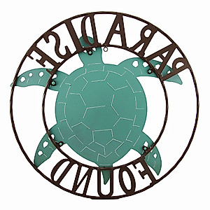 Zeckos Paradise Found Sea Turtle Metal Wall Hanging
