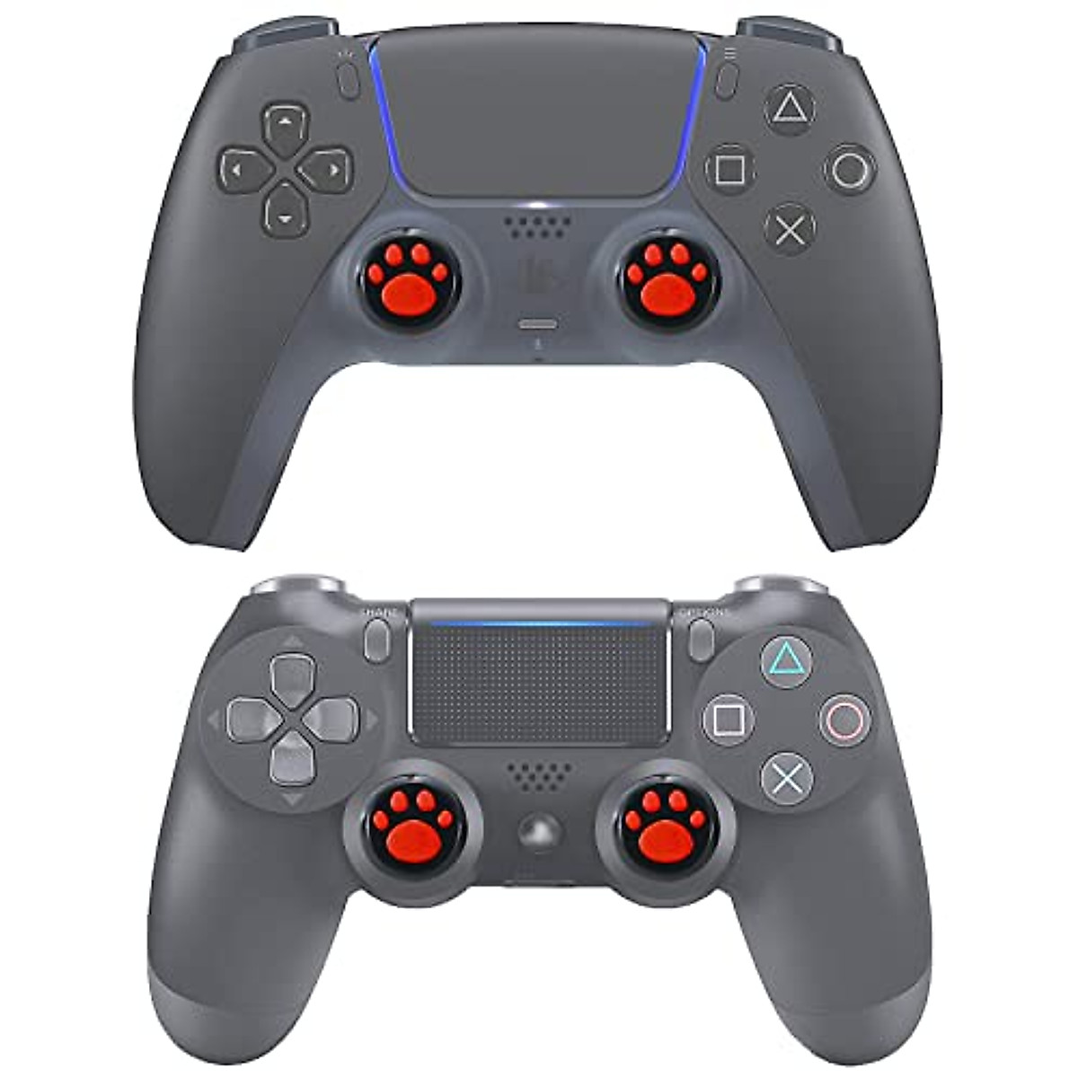 9CDeer Performance Joystick Analog Stick Thumb Grips Set of 6 Compatible with PS5, PS4, Xbox Series X/S Xbox One, Switch Pro Controller Cat's Paw Black & Red
