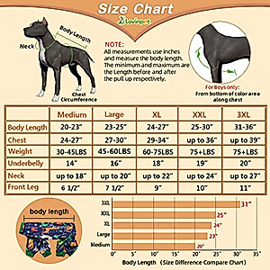 LovinPet Big Dog Outfits, Anti Licking, Dog Wound Care/Surgery Recovery Clothes, Lightweight Stretch Jersey Knit, Animal Kingdom Blue Print, Large Breed Dog Clothes, Pet PJ's/Medium