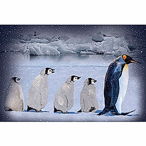 Penguins Call of The Wild Digital Panel by Hoffman Cailfornia Fabrics 100% Cotton Quilt Fabric S4740H-621 Arctic Blue - 29" x 42"