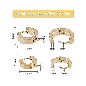 DICOSMETIC 24Pcs 12/15mm Huggie Hoop Earrings 2 Colors Round Open Loop Earring Hypoallergenic Leverback Earring French Hook Earwire Stainless Steel Drop Dangle Earrings for Earring Making Craft
