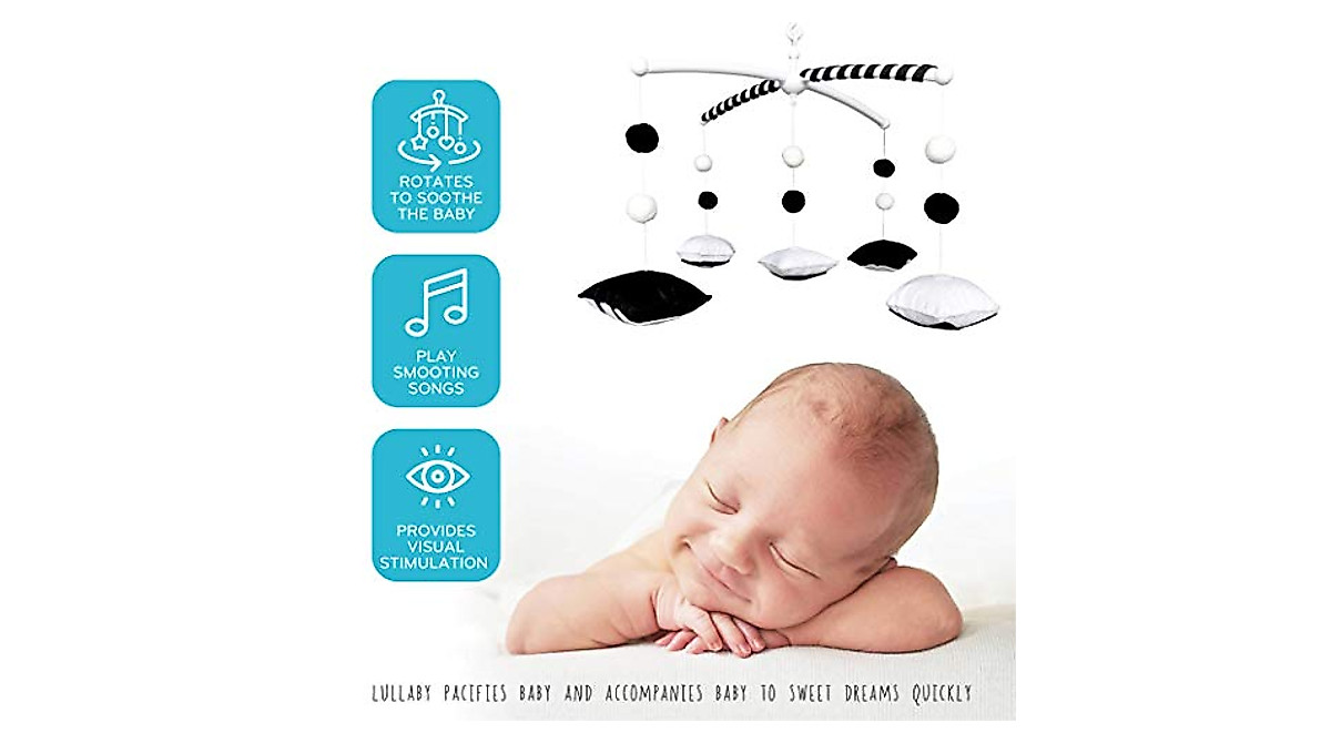 EverLove Montessori Baby Mobile for Crib - Black & White Visual Stimulation