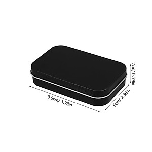 PRETYZOOM Metal Hinged Tin Box Container Mini Portable Small Storage Container Kit with Lid for Home Storage Rectangular Empty Hinged Tins Craft Containers Black